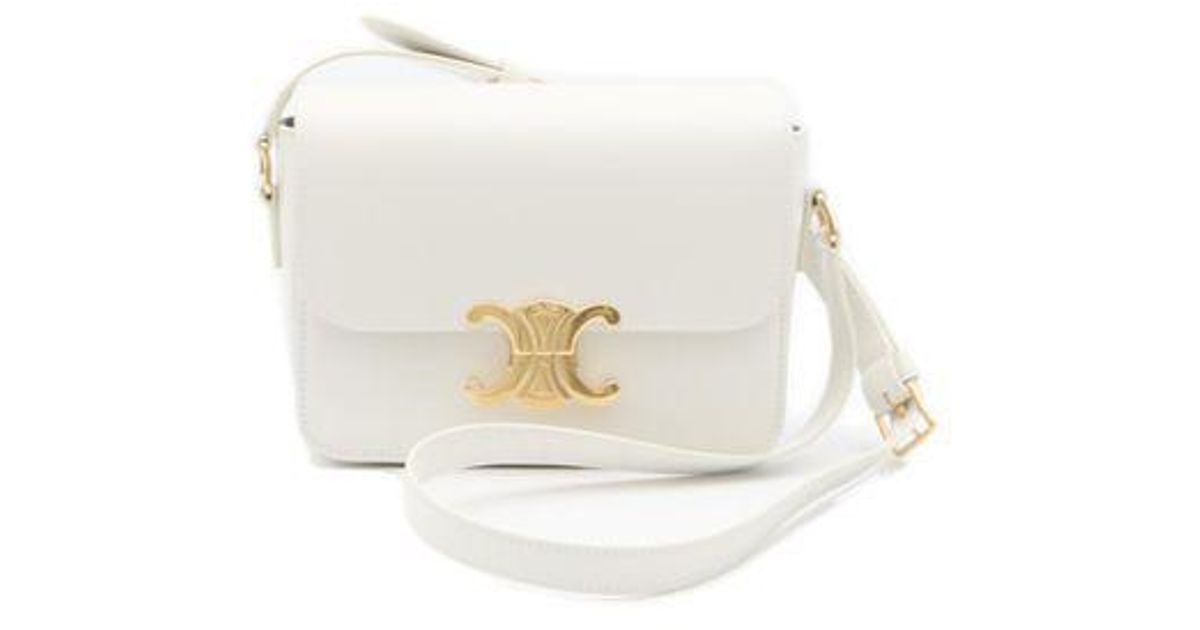 Celine Mini Triomphe Handbag in White | Lyst