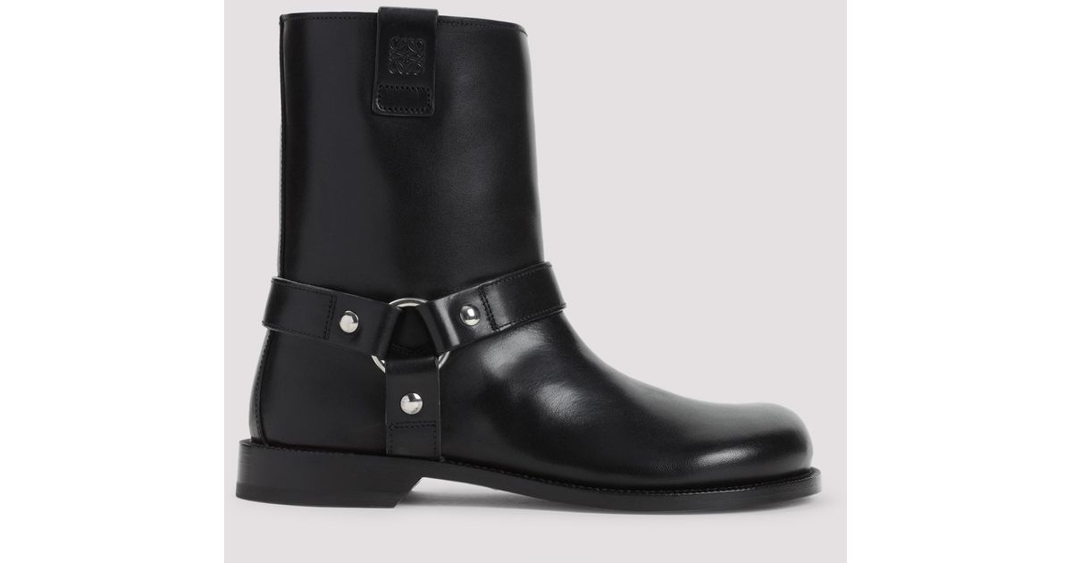 Loewe Shearling Biker Boots in Black for Men | Lyst