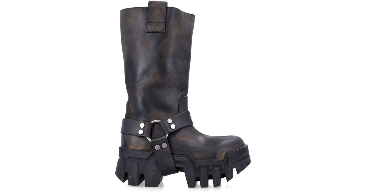 Balenciaga Chunky Harness Boot With Removable Strap in Black | Lyst