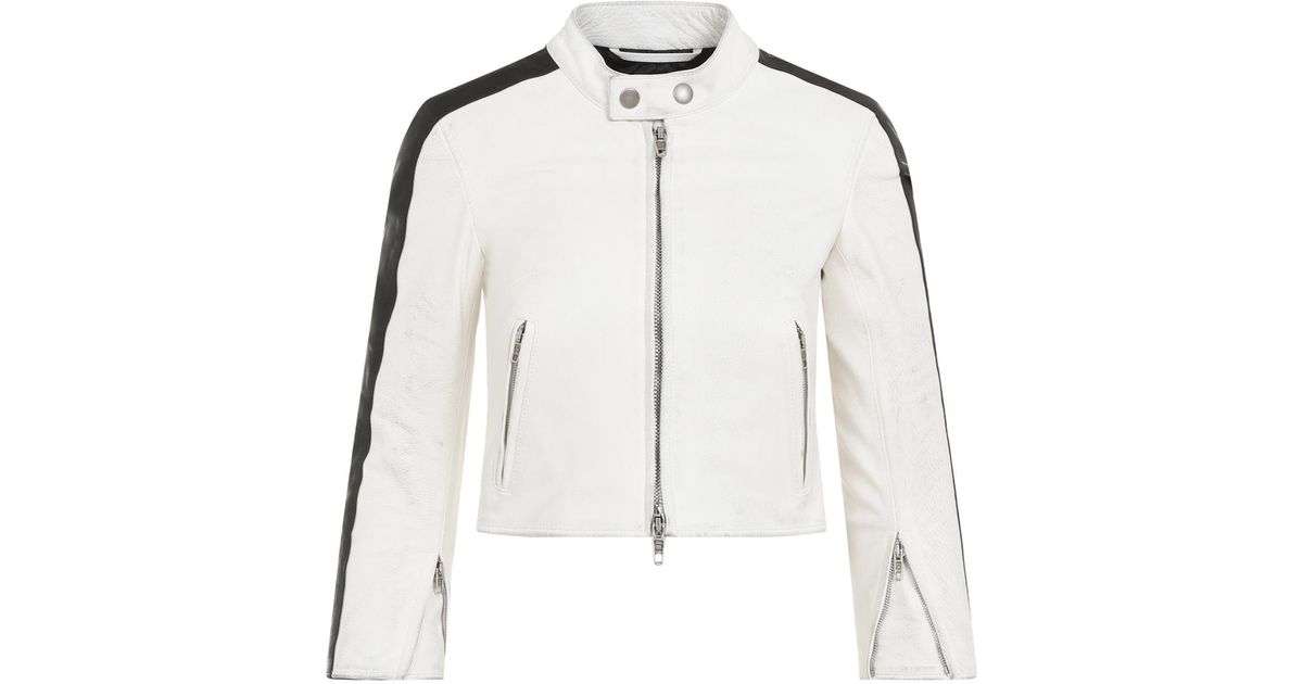 Balenciaga Cropped Racer Jacket With Unique Effect in White | Lyst