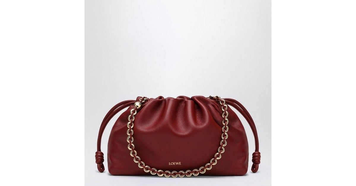 Loewe Mini Ruched Leather Handbag With Detachable Strap in Red | Lyst