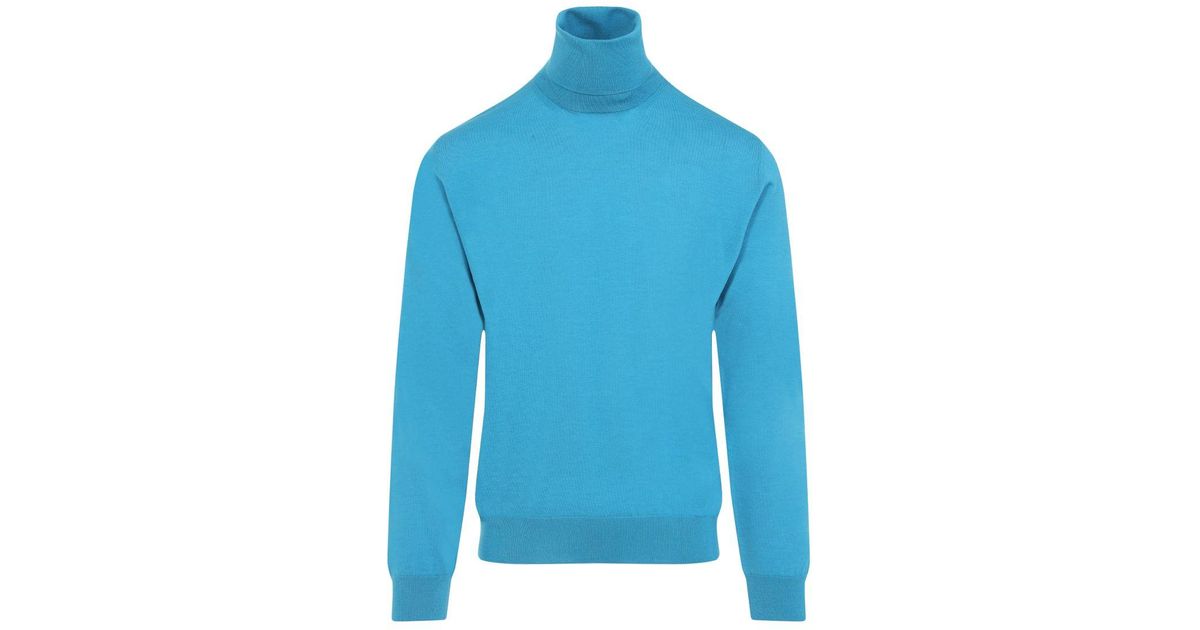 Valentino Signature Vlogo Wool Sweater in Blue for Men | Lyst