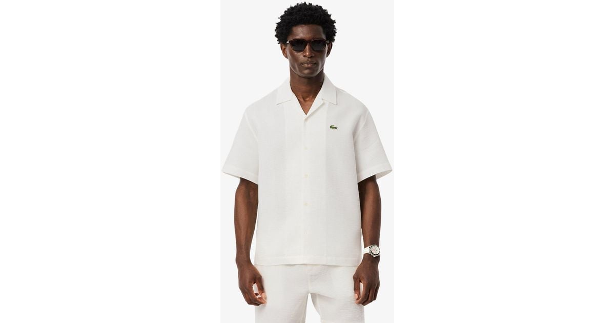Lacoste Relaxed Fit Waffle Texture Shirt in Black for Men | Lyst