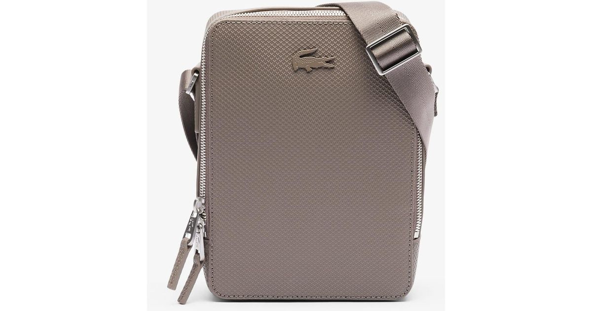 Lacoste Chantaco Piqué Leather Shoulder Bag in Brown | Lyst