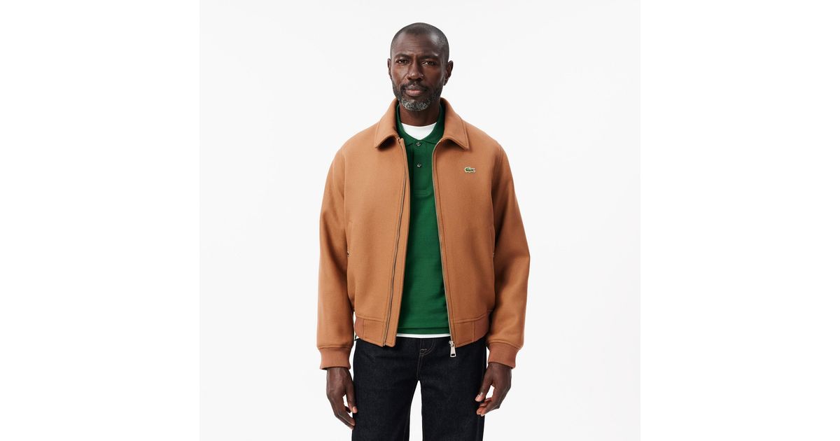 Lacoste Zip-Up Padded Wool Aviator Jacket in Green for Men | Lyst