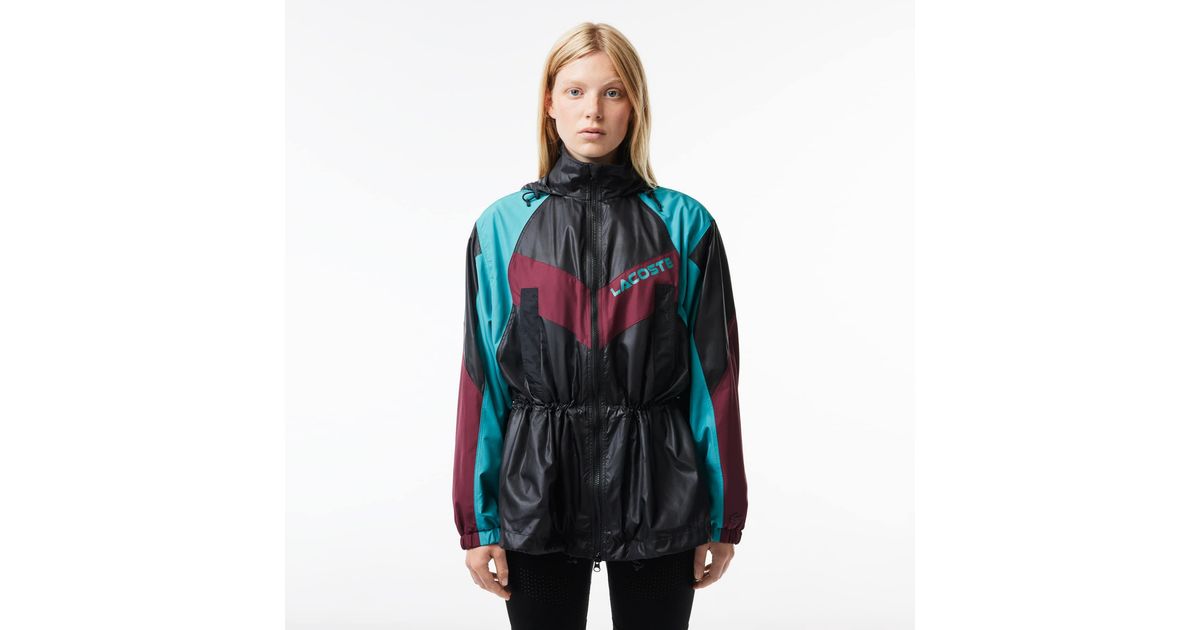 Lacoste Oversized Adjustable Waiste Colorblock Jacket in Blue | Lyst