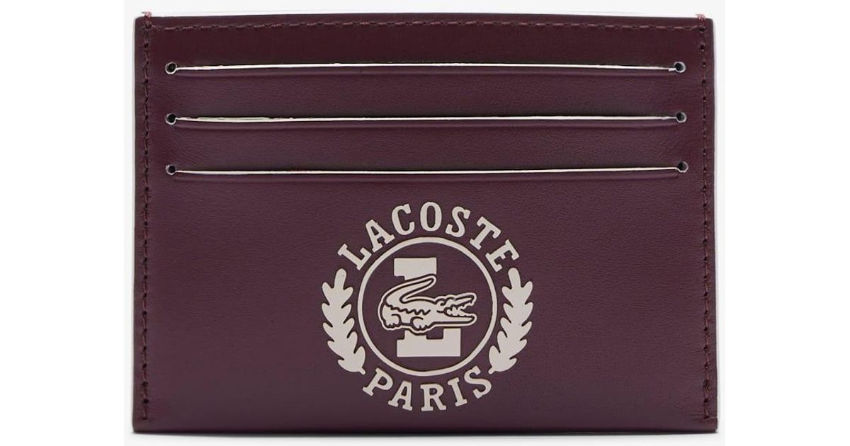 Lacoste Vintage Logo Fg Leather Card Holder in Purple for Men | Lyst