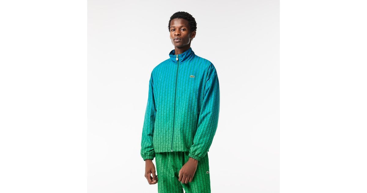 Lacoste Monogram Print Ombrã Track Jacket in Blue for Men | Lyst