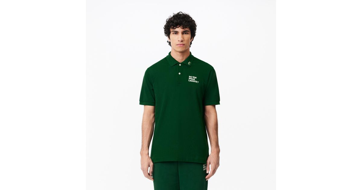 Lacoste Classic Fit L.12.12 Text Polo in Green for Men | Lyst