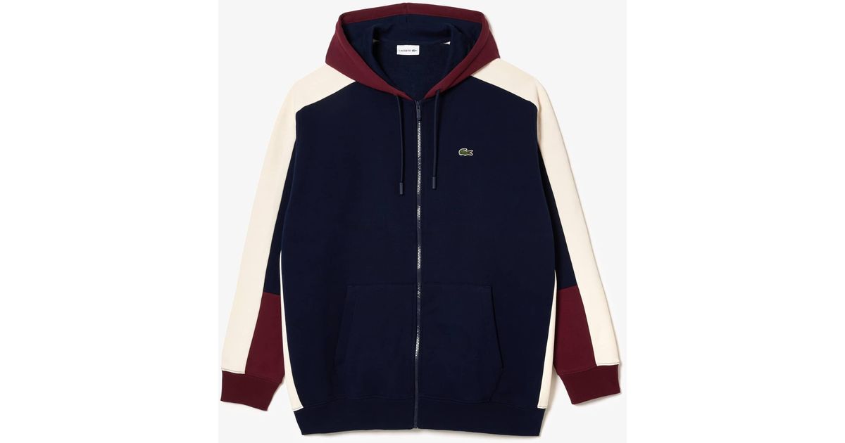 Lacoste Big Fit Zip-Up Hoodie in Blue for Men | Lyst