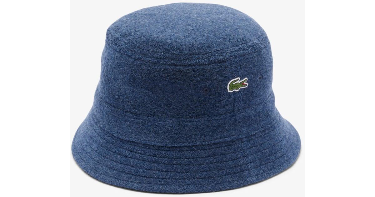 Lacoste Terry Bucket Hat in Blue for Men | Lyst