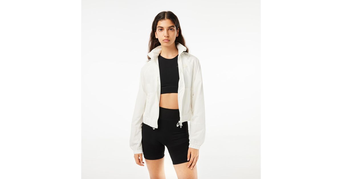 Lacoste Short Zip-Up Jacket in Black | Lyst