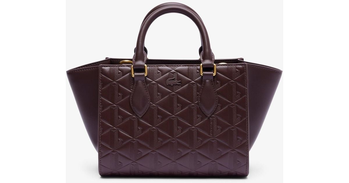 Lacoste Small Maheki Monogram Tote in Purple | Lyst