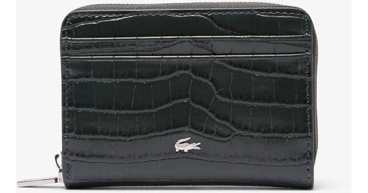 Lacoste Chantaco Embossed Leather Billfold in Black | Lyst