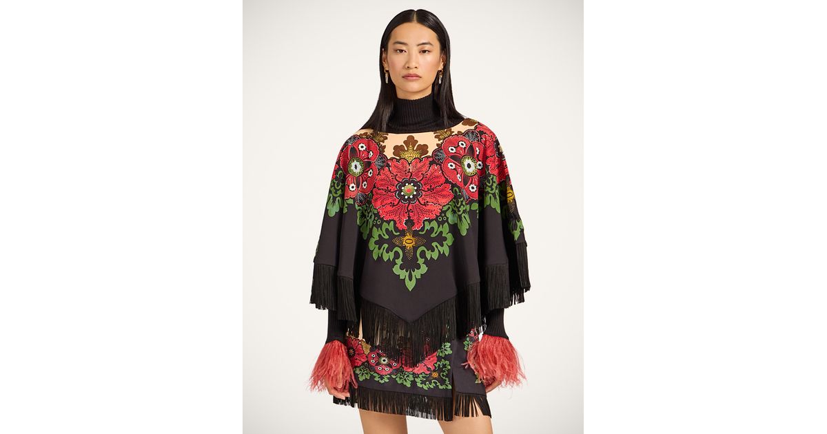 La DoubleJ Reversible Mini Poncho in Red | Lyst
