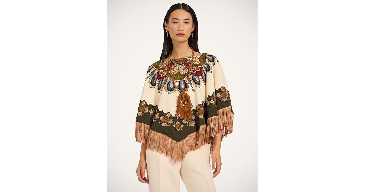 La DoubleJ Reversible Mini Poncho in White | Lyst