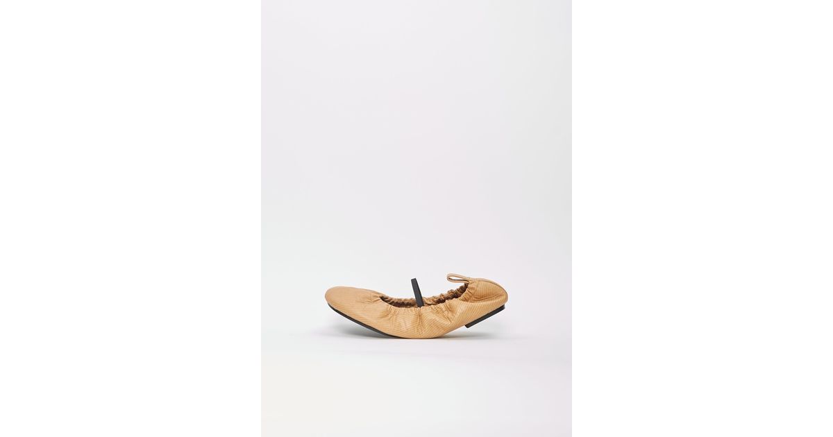 Plan C Paper Leather Ballerina Shoe in White | Lyst