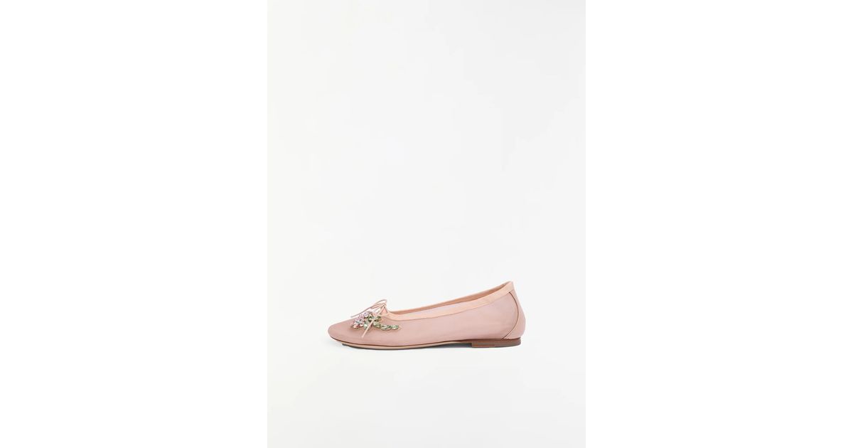 Simone Rocha Embellished Mesh Ballerina in Pink | Lyst