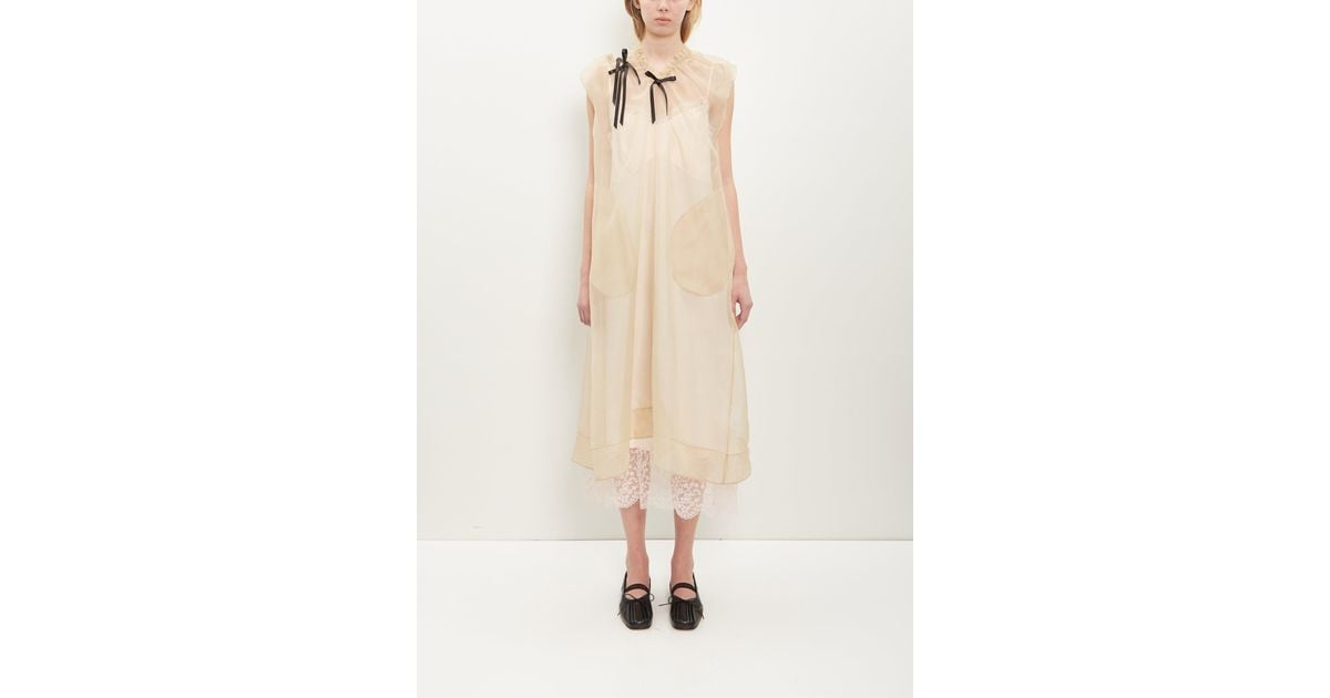 Simone Rocha Chiffon Silk Dress With Shoulder Bite in Natural | Lyst