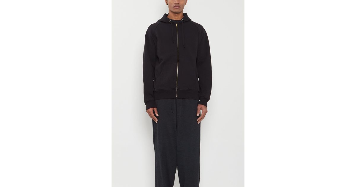 Comoli Men Cotton Fleece Zip Parka in Black | Lyst UK