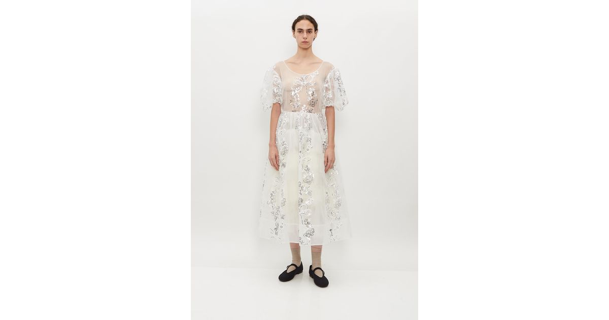 Simone Rocha Puff Sleeve Tutu Dress in White | Lyst