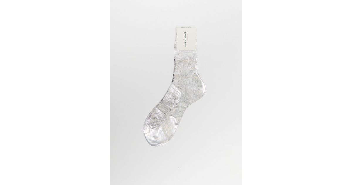 Maria La Rosa One Ribbed Laminated Socks in White | Lyst