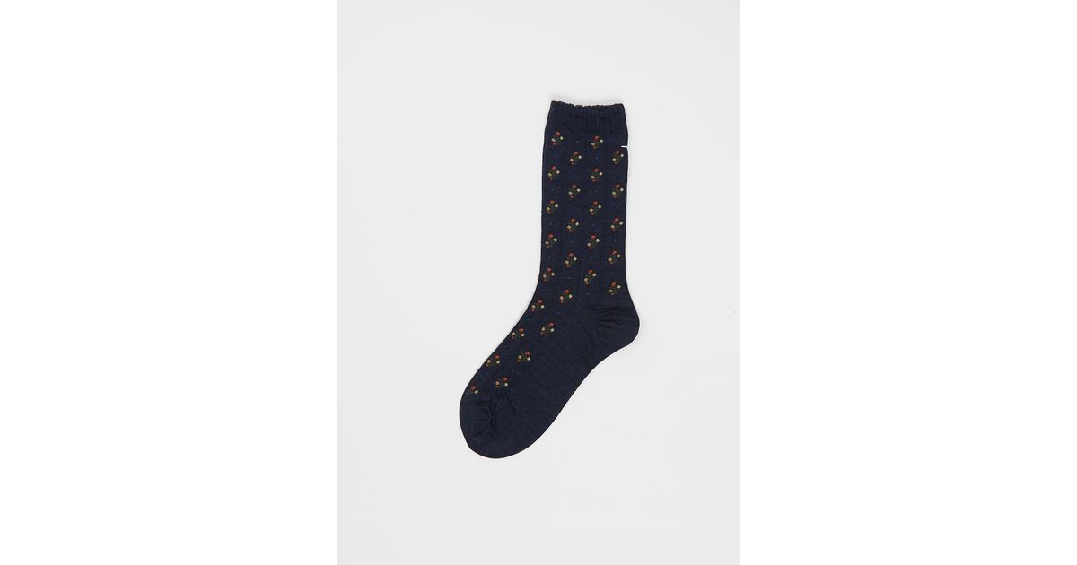 Antipast Flower Stripes Stretch Wool Socks in Blue | Lyst UK
