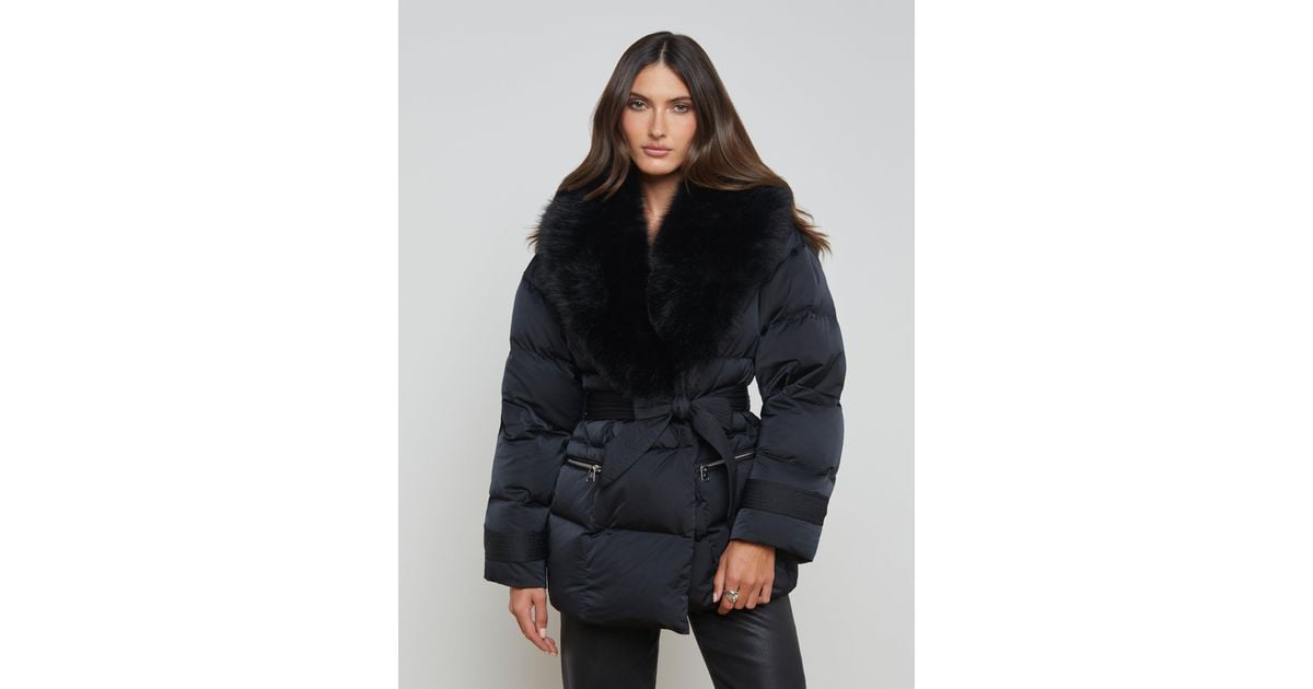 L'Agence Vail Faux Fur Down Coat in Blue | Lyst