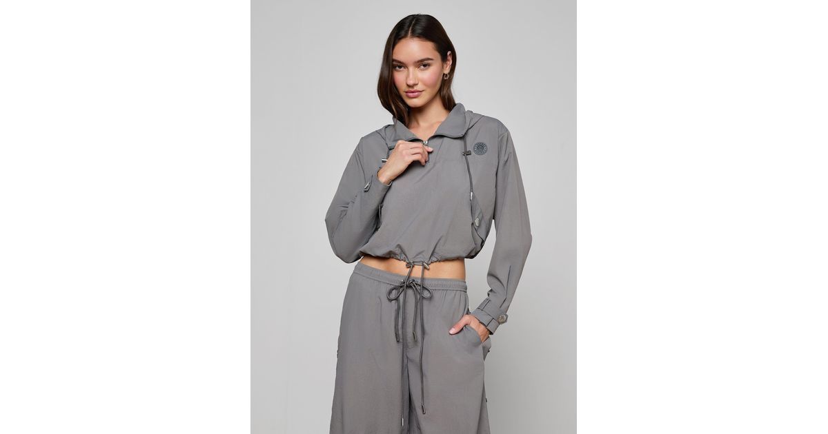 L'Agence Bronwyn Cropped Windbreaker in Grey | Lyst UK