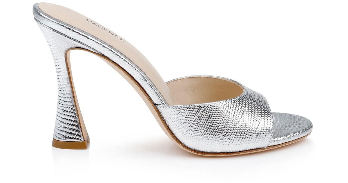 L'Agence Avery Leather Open-Toe Mule in White | Lyst UK