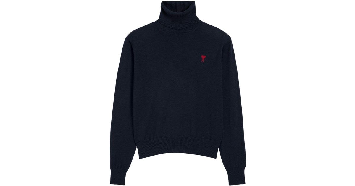 Ami Paris Ami De Coeur Merino-Wool Jumper in Blue for Men | Lyst
