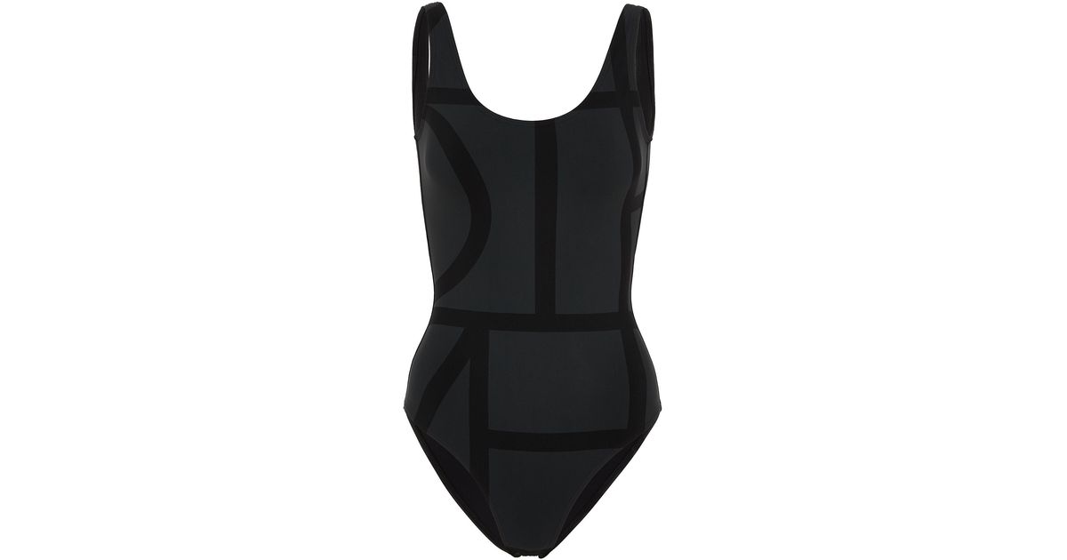 Totême Synthetic Monogram Print One Piece Swimsuit Women Clothing Swimwear One Piece Monogram