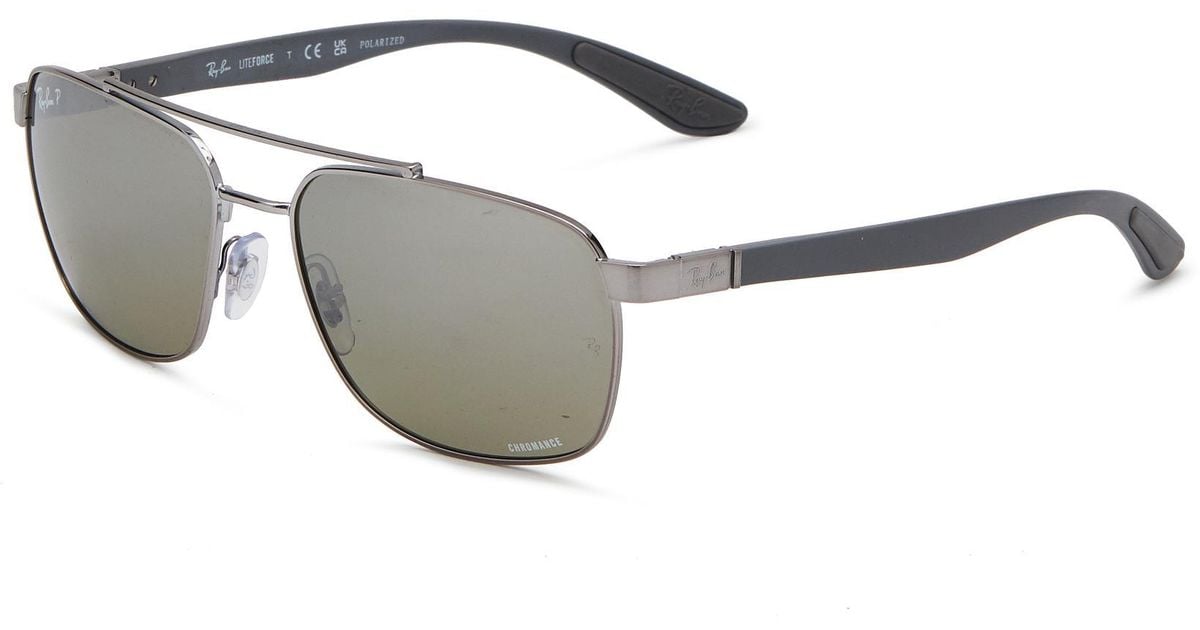 Ray-Ban Metal Rectangular Sunglasses in Metallic for Men | Lyst