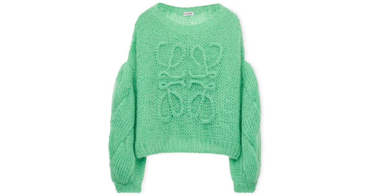 Loewe Anagram Mohair Sweater in Green | Lyst