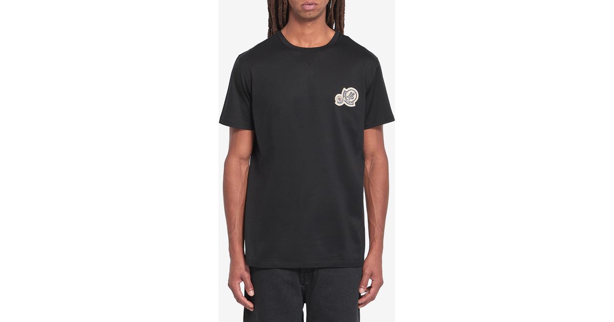 Moncler Tshirt With Double Logo Patches in Black for Men | Lyst UK