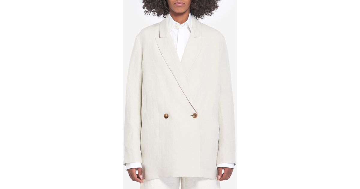 The Row Nat Doublebreasted Jacket in White | Lyst