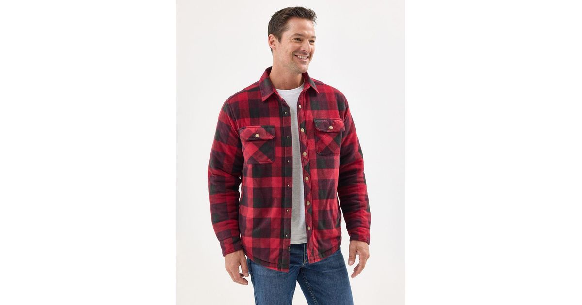 Lee Jeans Mens Polar Fce Quilted Shirt Jacket Red for Men | Lyst