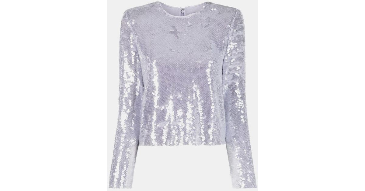 Self-Portrait Sequin Embellished Top in White | Lyst Self-Portrait Sequin Embellished Top in White | Lyst