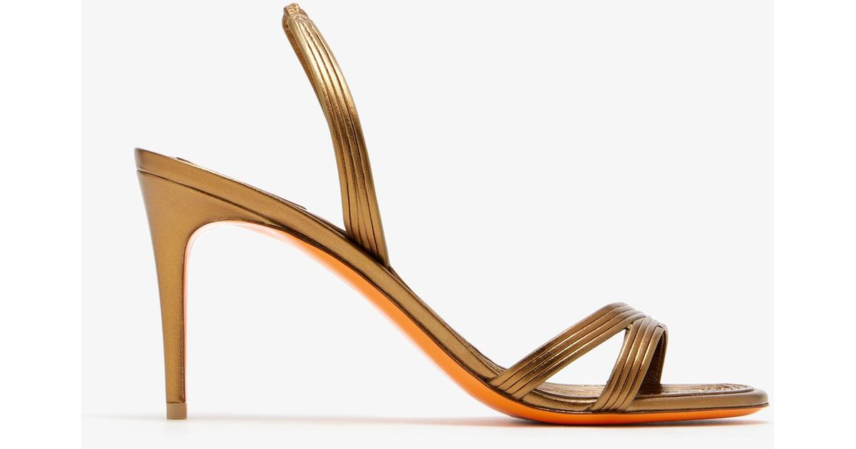 Santoni Serpenti Slingback Sandals in White | Lyst