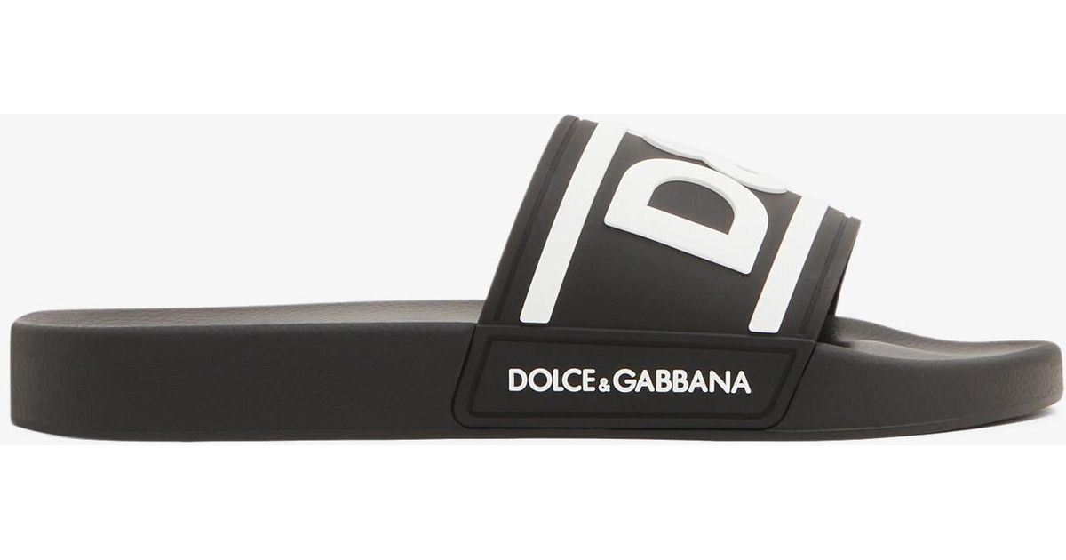 Dolce & Gabbana Dg Logo Rubber Slides in White for Men | Lyst