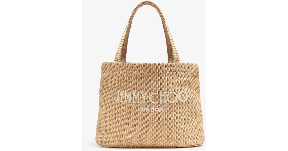 Jimmy Choo Raffia Beach E/W Tote Bag in Natural | Lyst