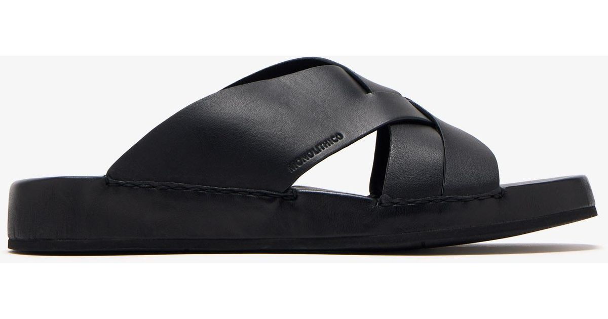 MONOLITHICO Intreccio Sandals in Black for Men | Lyst