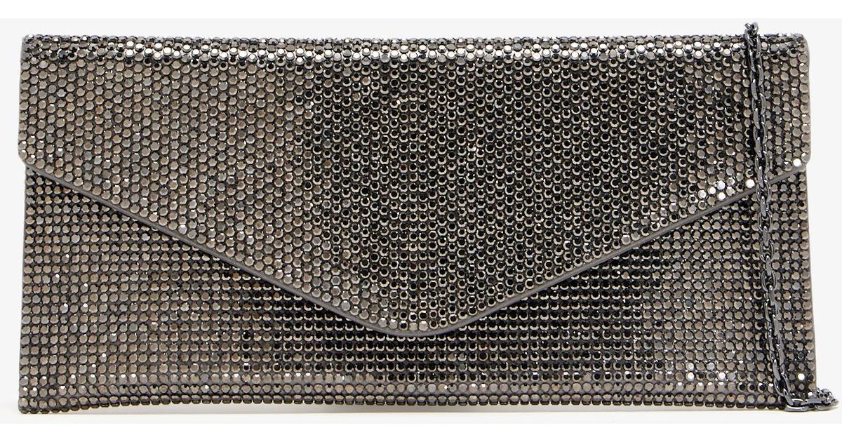 Judith Leiber Crystal Envelope Clutch in Gray | Lyst