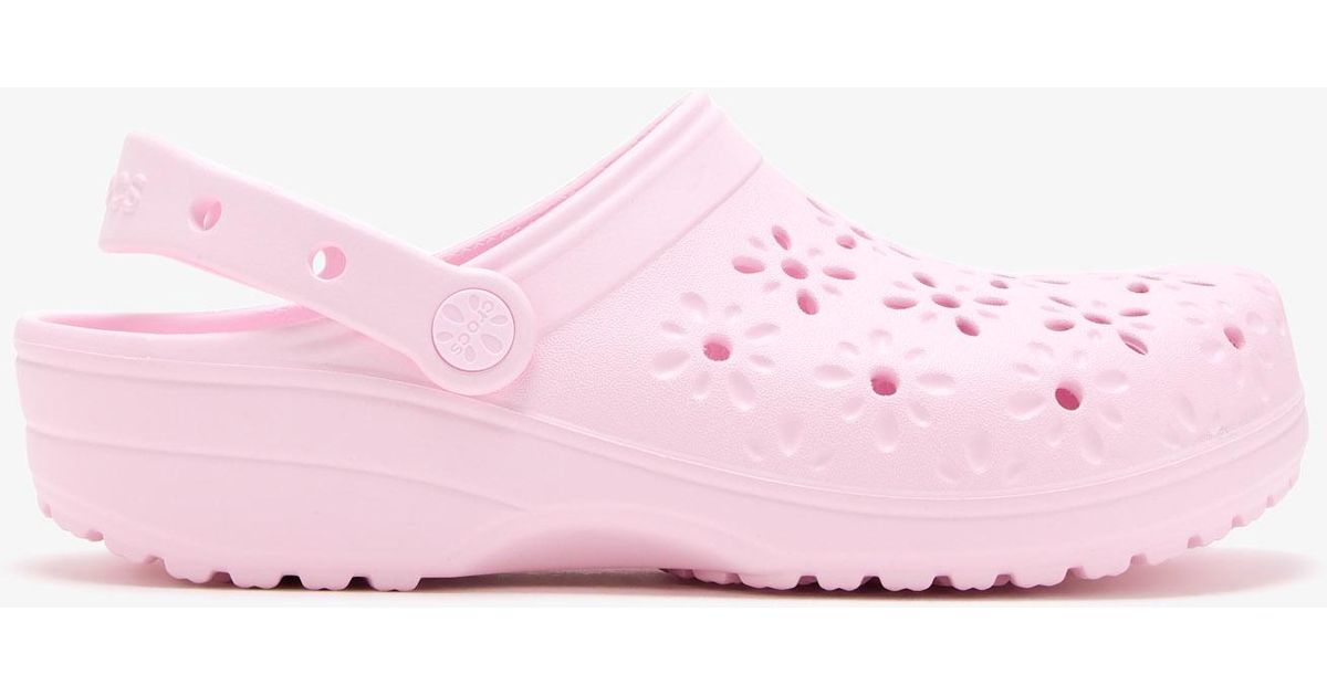 Crocs™ Floral Cut-Out Clogs in Pink | Lyst