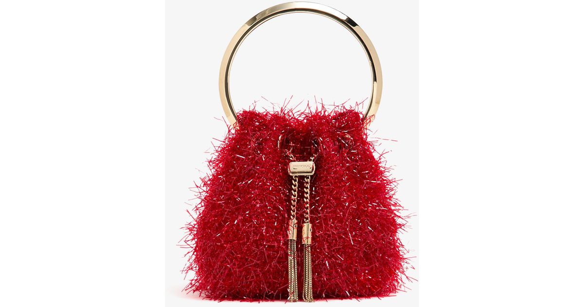 Jimmy Choo Micro Bon Bon Bucket Bag in Red | Lyst