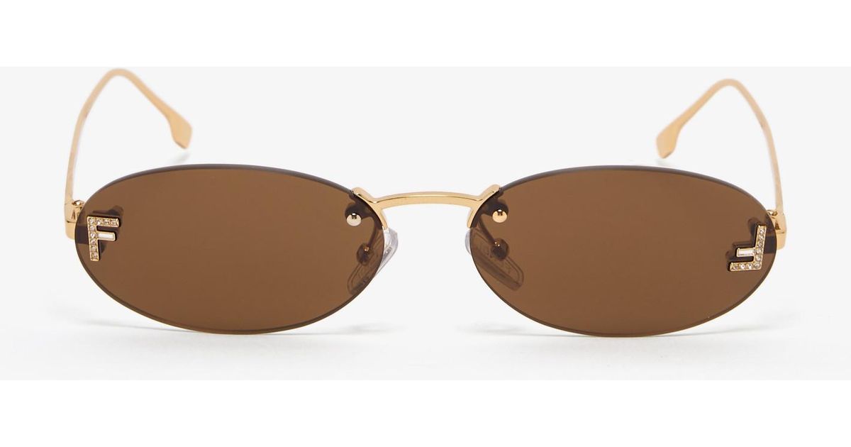 Fendi First Crystal Oval Sunglasses in White | Lyst
