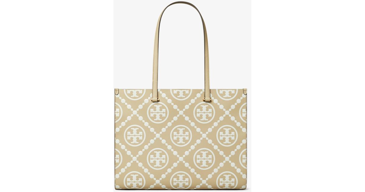 Tory Burch T Monogram Logo-Embossed Tote Bag in Natural | Lyst
