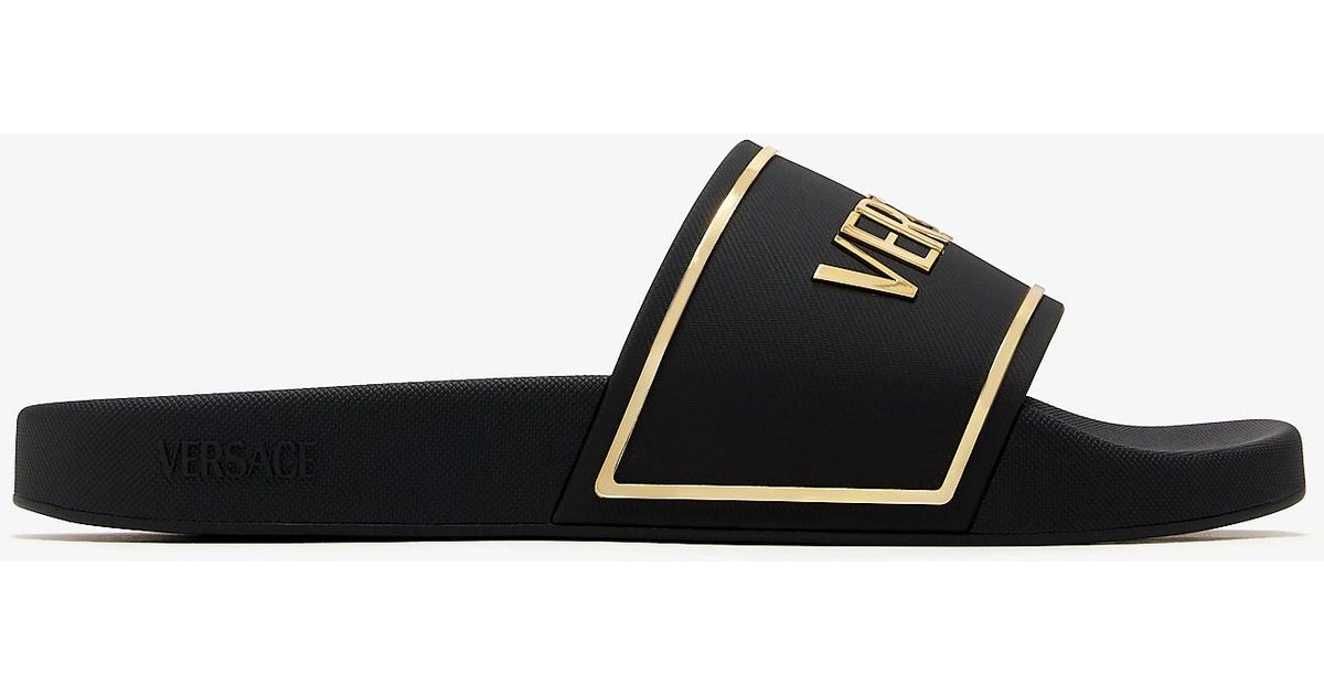 Versace Logo Slides in White for Men | Lyst