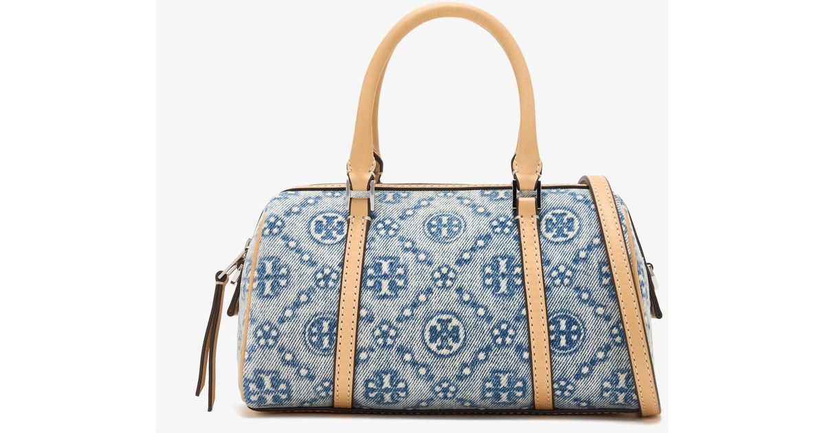 Tory Burch T Monogram Mini Barrel Bag in Blue | Lyst