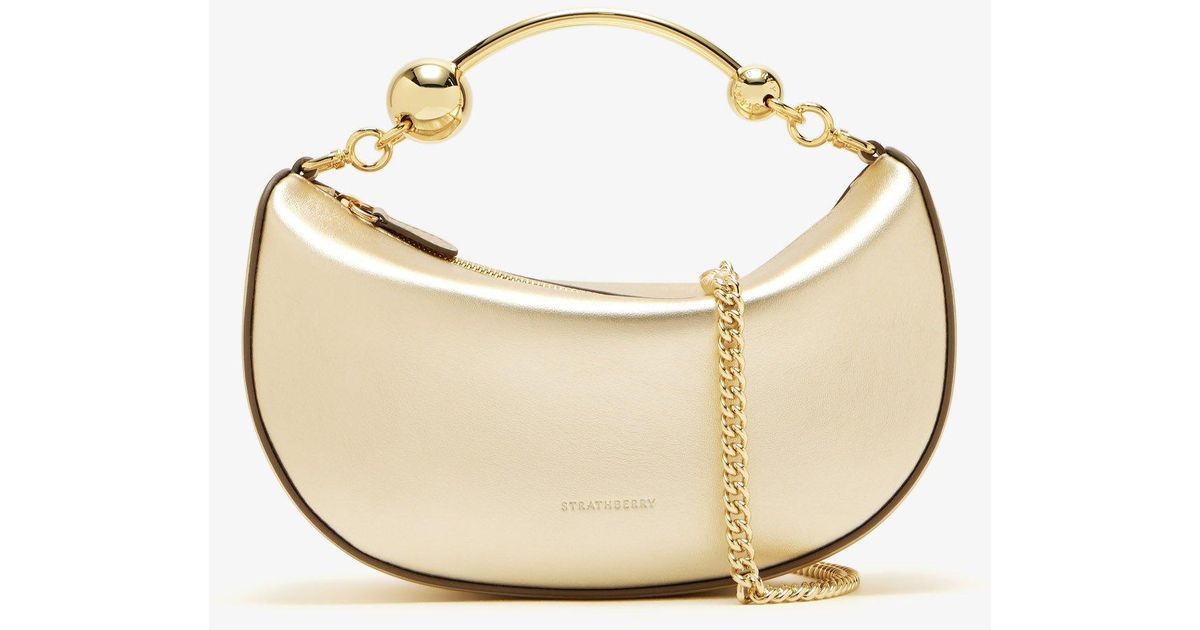 Strathberry Mini Crescent Moon Bag in White | Lyst